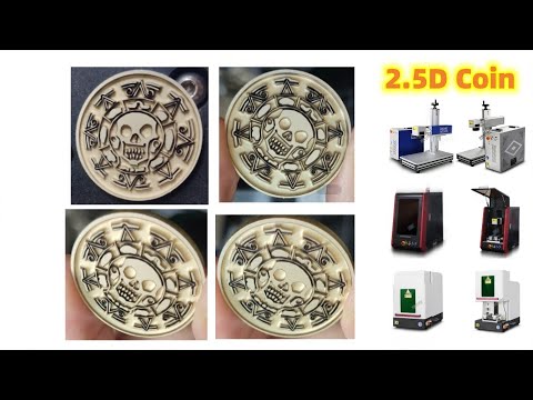 50W enclosed type laser engraving machine / 2.5D STL coin engraving ...