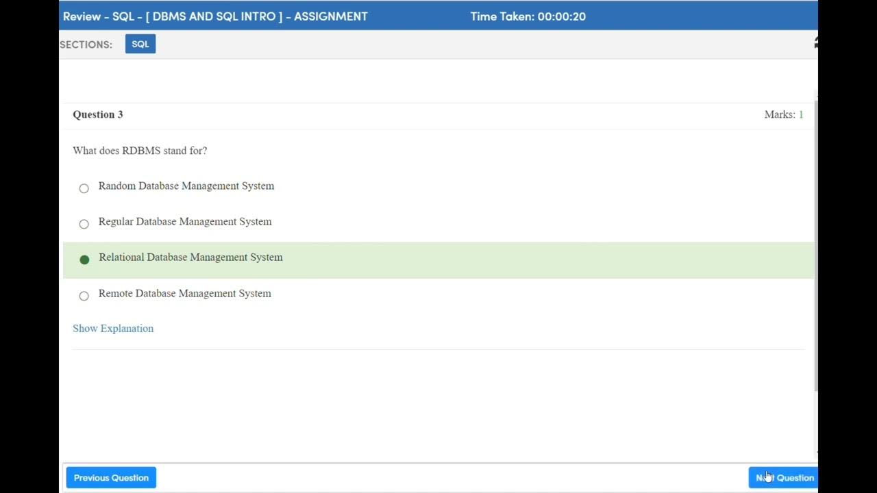 Quiz 34 - Section - 2 - DBMS AND SQL INTRO - Kodnest Dream Factory 2024 ...