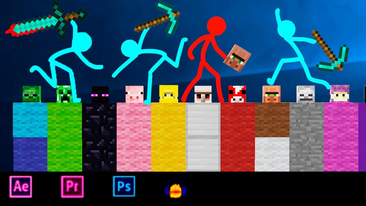 Stickman vs Minecraft ALL GOLEM MONSTERS and MOBS Battle / Stick Man ...