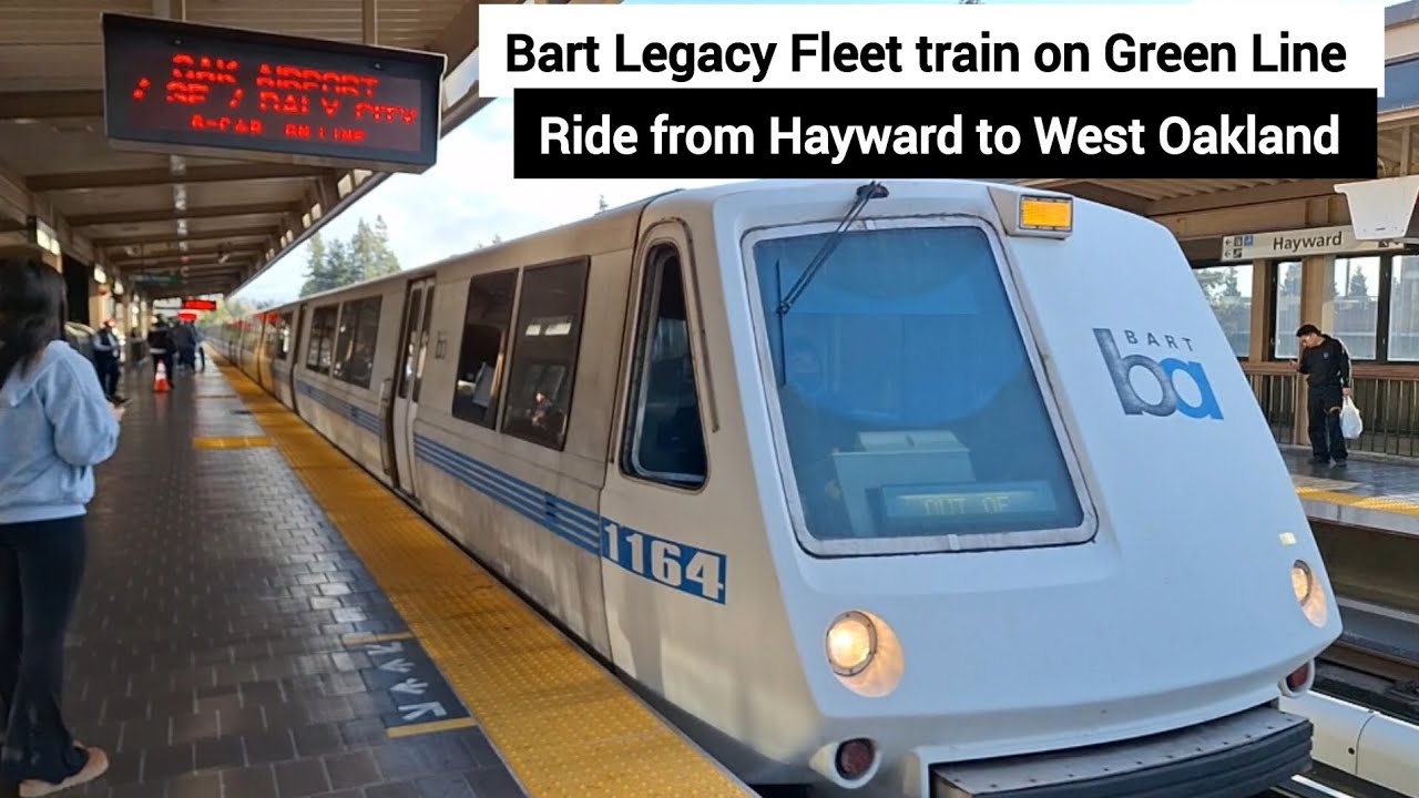 BART: 6 Car Legacy Fleet train ride from Hayward to West Oakland on ...