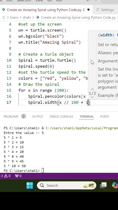 Python Code To Create An Amazing Spiral Coding Python Pythonprogramming Shortsviral Youtube