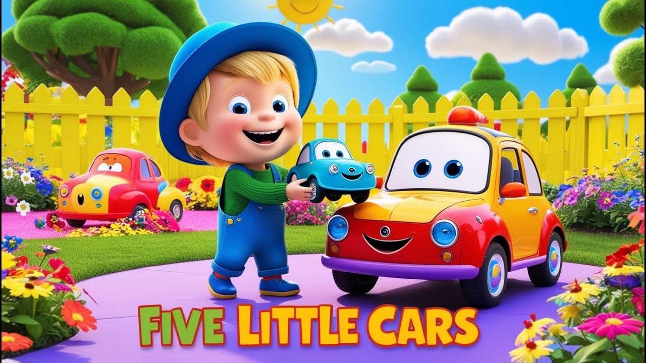 Five Little Cars | Car Song | Nursery Rhymes | Kids Song - YouTube