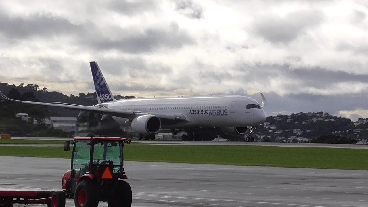 Airbus A350-941, F-WXWB, departure from Wellington - YouTube