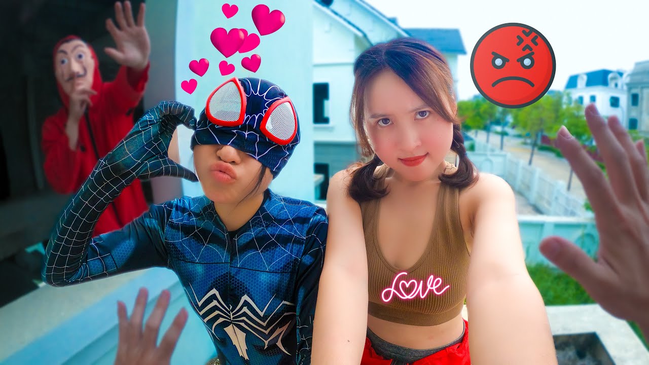 MONEY HEIST ESCAPE: SPIDER-GIRL in LOVE ️ vs ANGRY GIRLFRIEND 😡 ...