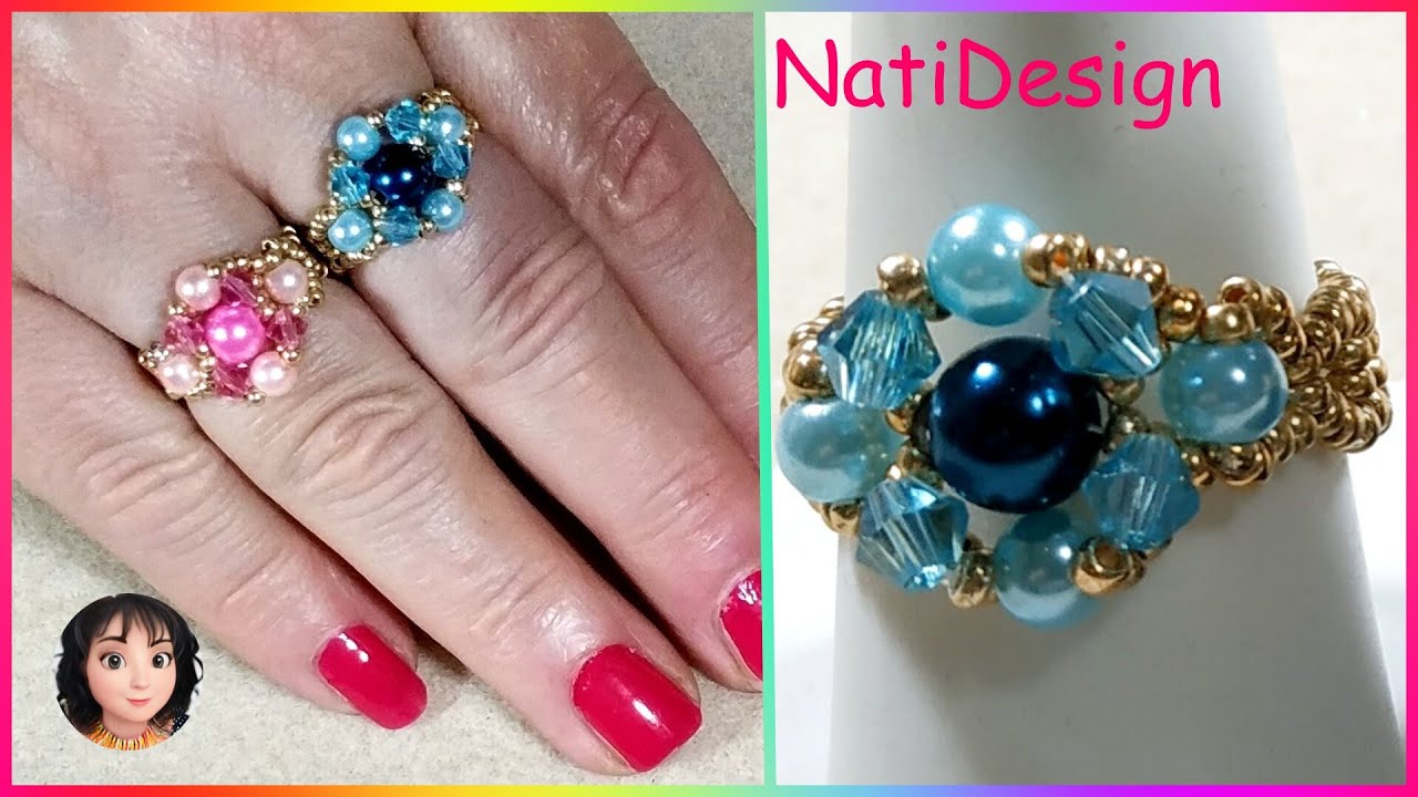 ANILLOS PERLAS Y CRISTALES fácil y elegante 😍😘- Tutorial- PEARLS AND ...