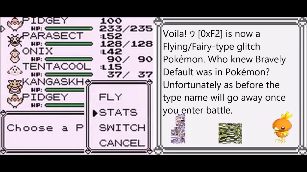 Customizable glitch type names, 0x50 and 0x4F (Generation I) - YouTube