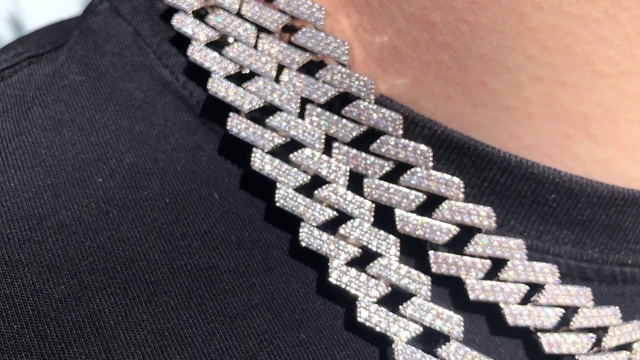 14mm White Gold Straight Edge Cuban Chain - YouTube