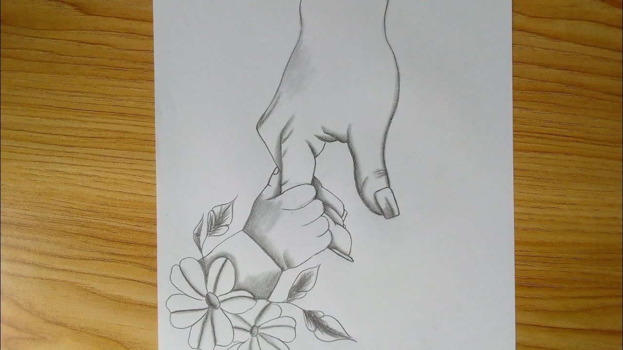 Father hand & Child hand ll Cute baby hand drawing ll very simple ...