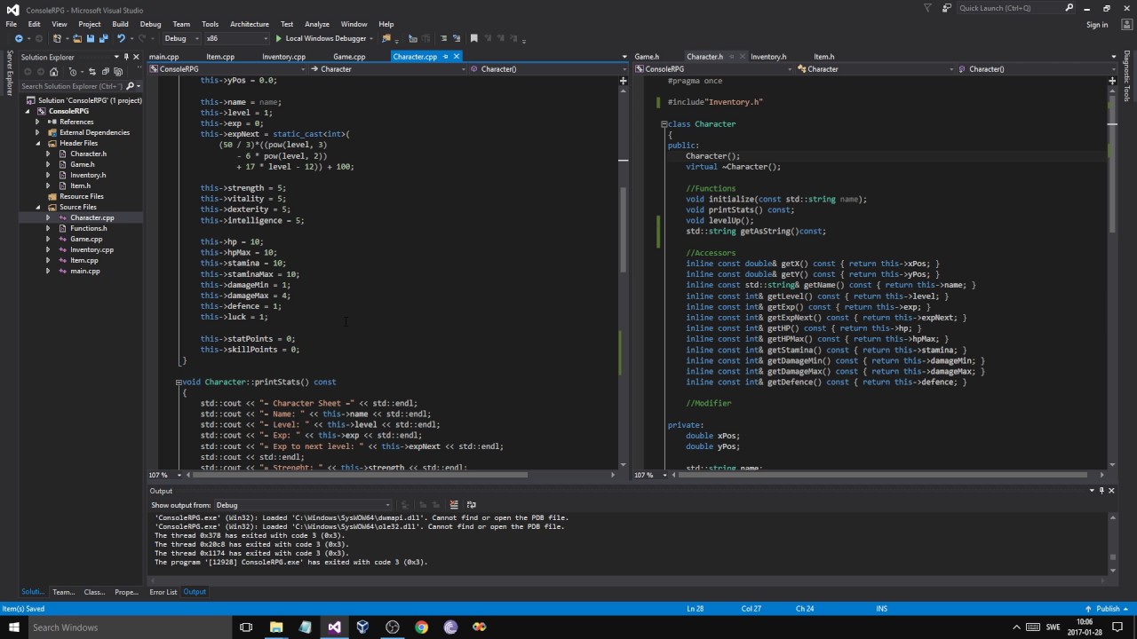 C++ Game Development | Console RPG | Part 05 | Items, Inventory ...