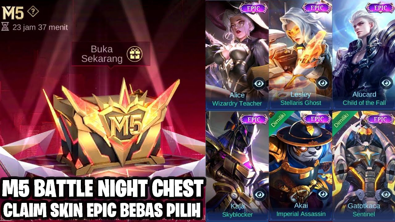 M5 BATTLE NIGHT SKIN CHEST - CLAIM SKIN EPIC BEBAS PILIH! MOBILE ...