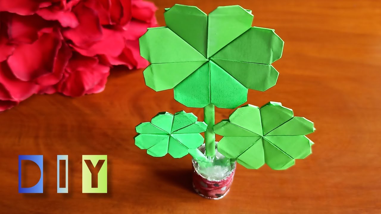 Beautiful Four leaf clover 🍀 miniature plants || DIY Origami Clover ...
