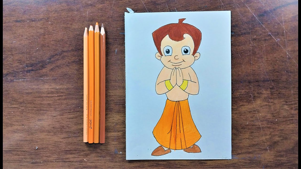Chhota Bheem Drawing Easy || How To Draw Chhota Bheem With Pencil ...