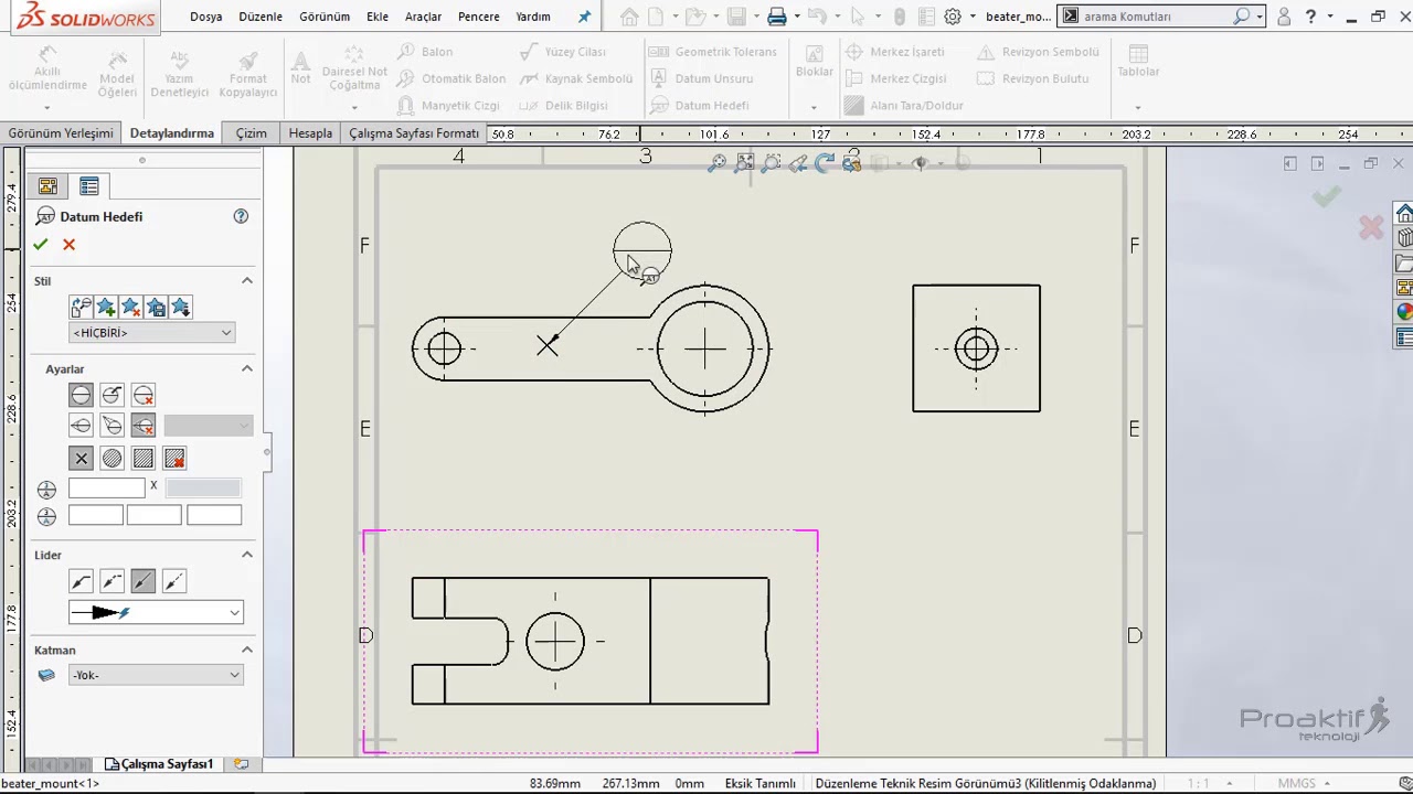 SolidWorks Teknik Resim 161 Datum Hedefi - YouTube
