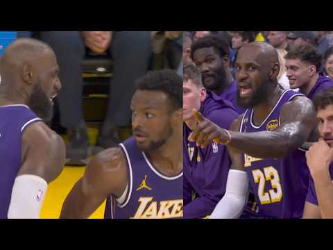 LeBron and Bronny assists to each other then LeBron has words for Warriors fan