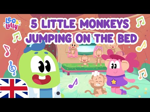 FIVE LITTLE MONKEYS | CINCO MACAQUINHOS | MÚSICA EM INGLÊS | LEO E LULLY