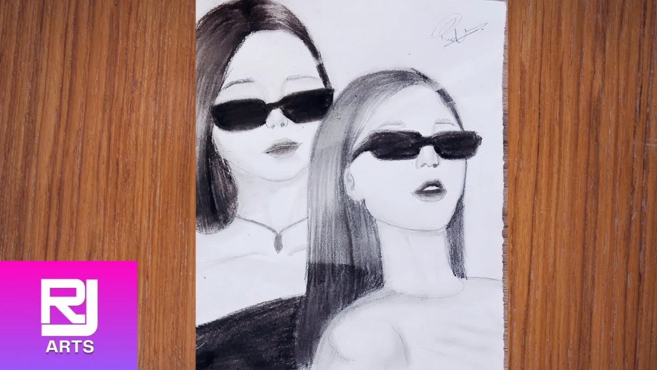 How to draw two besties in one frame | two besties | easy sketch ...