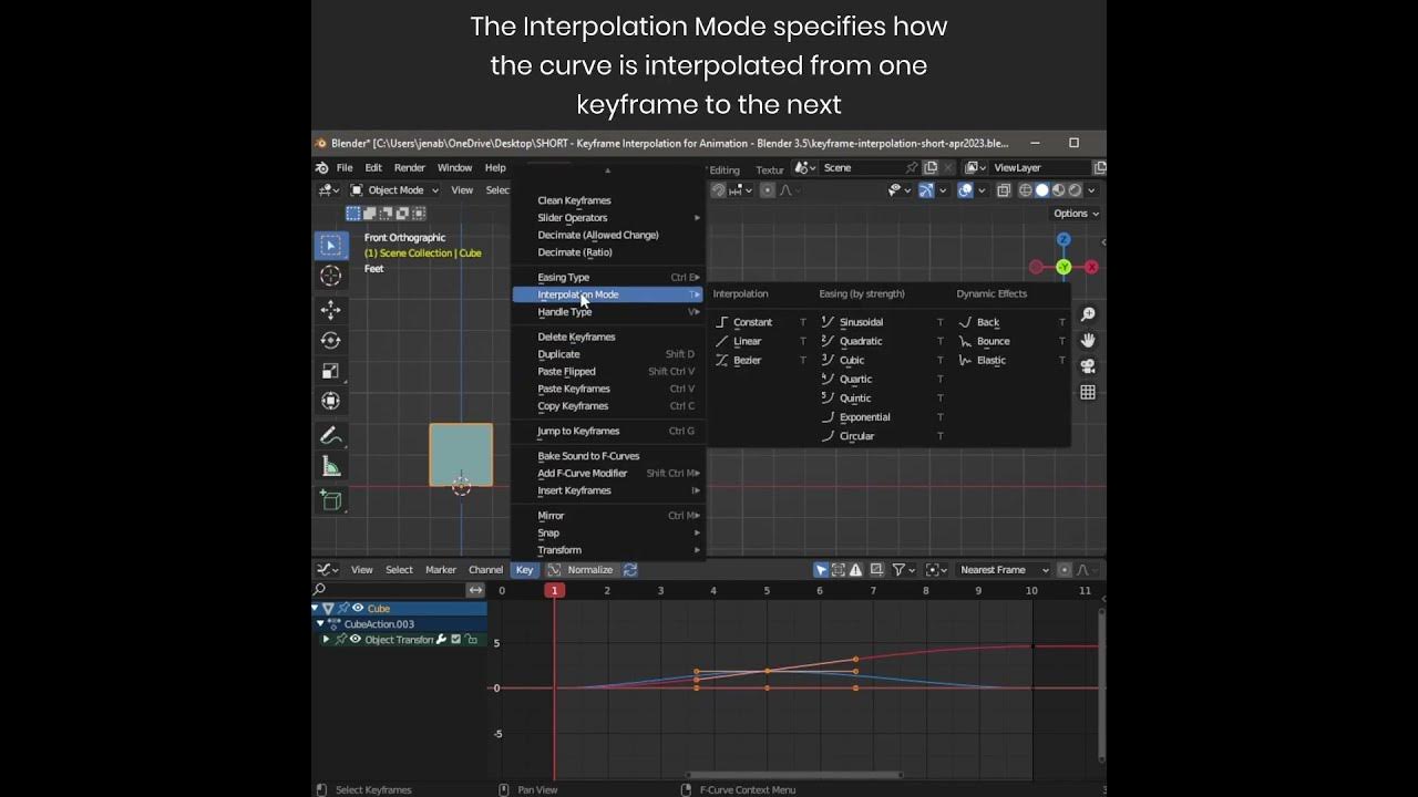 How To Use Keyframe Interpolation For Animation In Blender [3 5] Animation Shorts Youtube