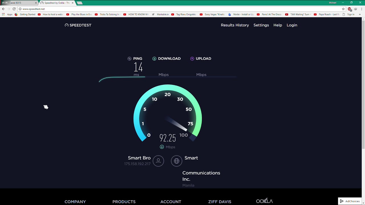 Smart infinity sim speed test - YouTube