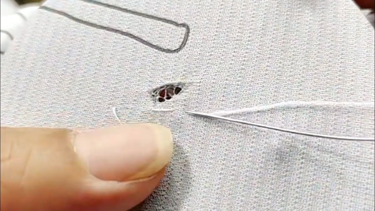 How to Repair a Hole in Clothes with a Sewing Needle - YouTube