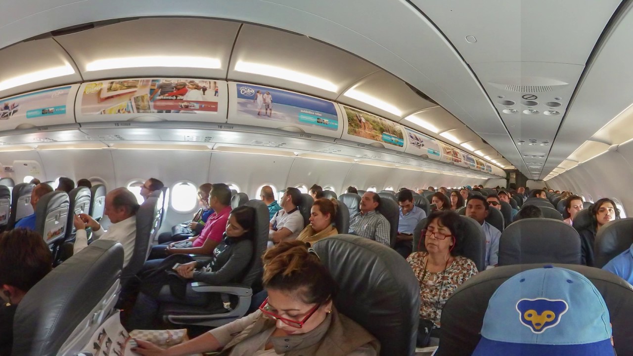 360 Airplane Interior viva aerobus All people Sleeping 4K - YouTube