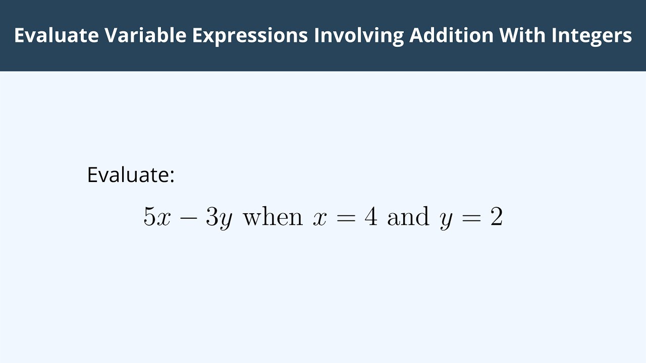 Evaluate Variable Expressions Involving Addition With Integers 1 Evaluate Variable Expressions Involving Addition With Integers 1