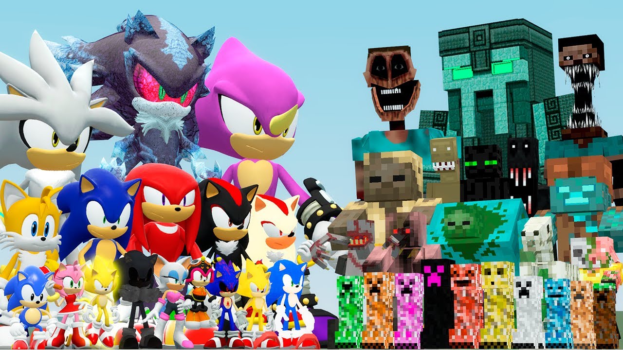 ALL SONIC FAMILY VS MINECRAFT MOBS (Garry's Mod) - YouTube