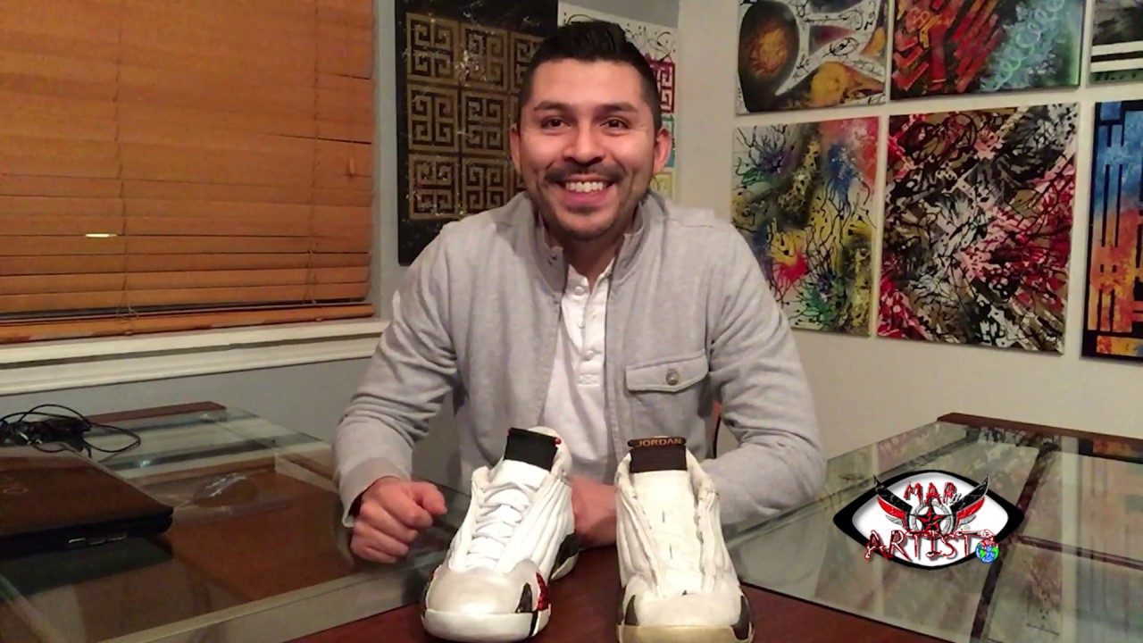 Custom Jordan 14's- by MARartist11 - YouTube