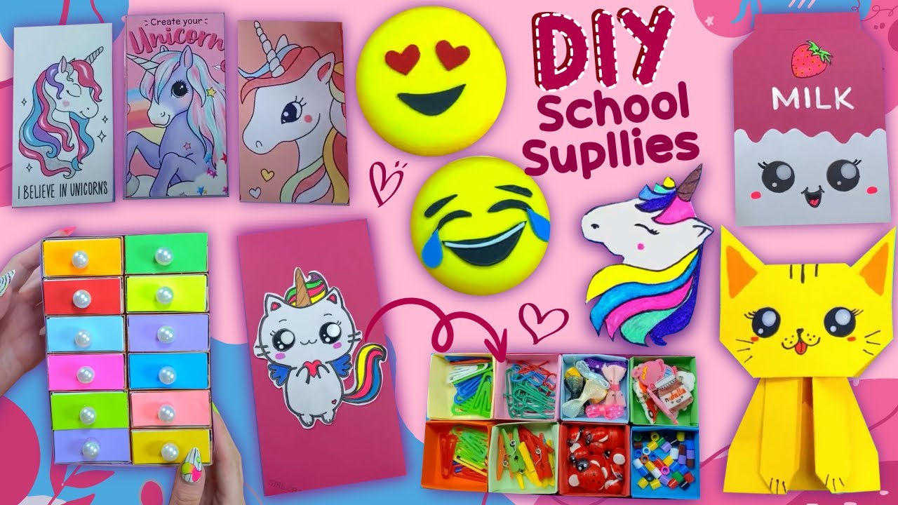 5 DIY SUPER CUTE School Supllies - Cheap and Easy DIY Crafts for Back ...