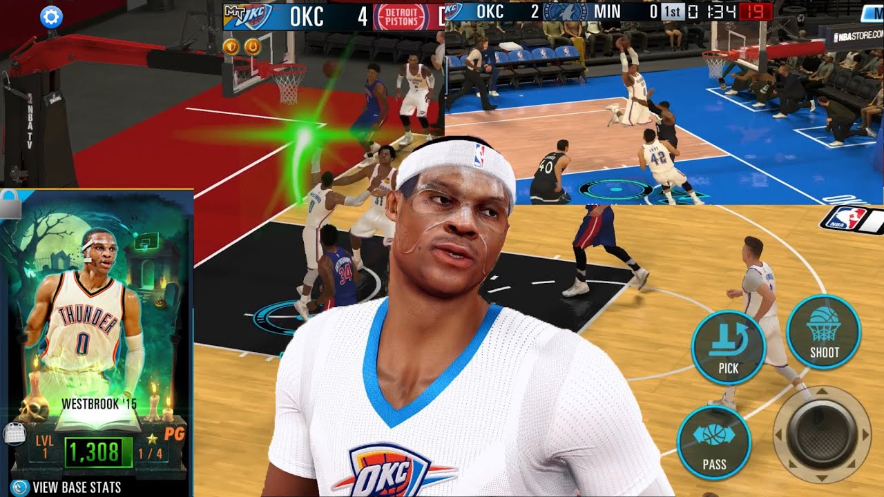 Masked Russell Westbrook is spooky!! | Captain J | NBA 2K MOBILE - YouTube
