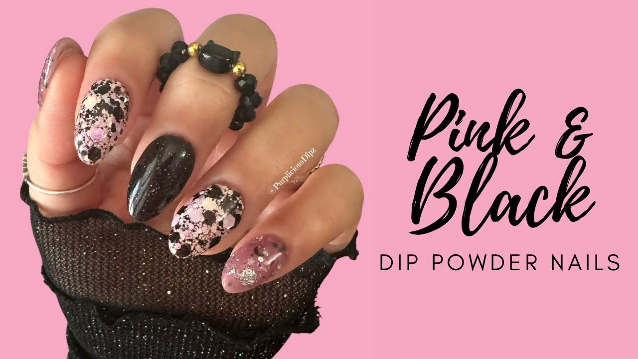 Pink & Black Baddie Dip Powder Nails | Transition Into Halloween | CN ...