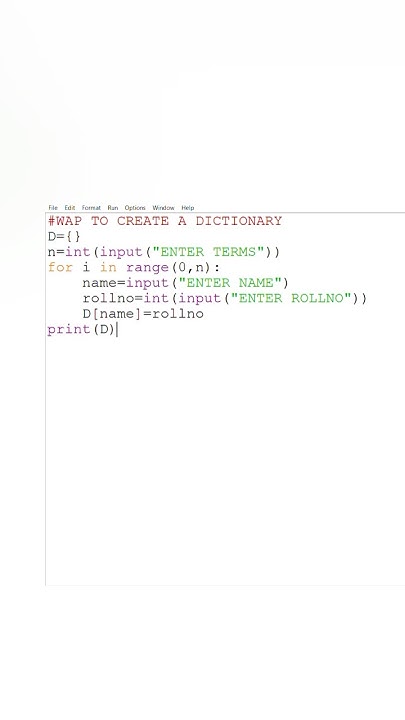 CLASS11 IP/CS PROGRAM TO CREATE A DICTIONARY #shorts #computerscience #class11 - YouTube