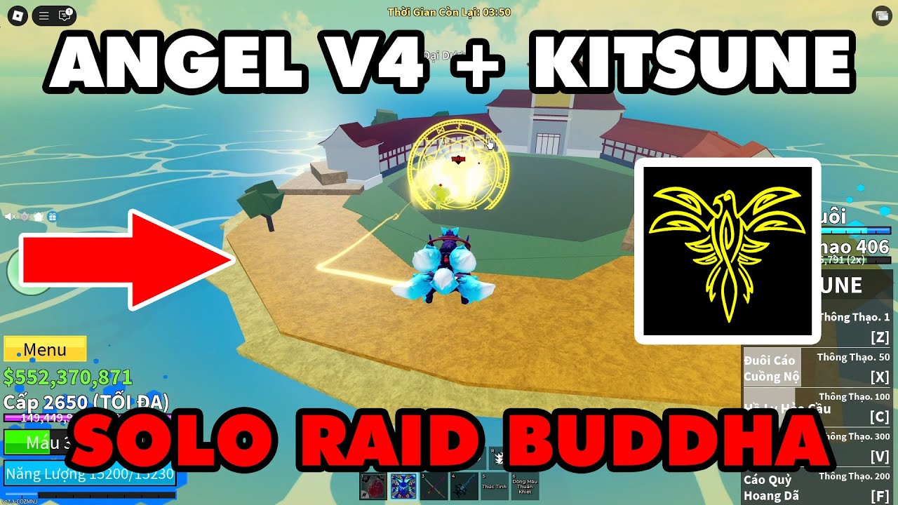Thử Solo Raid Buddha Với Kitsune + Angel V4 || Blox Fruits! - YouTube