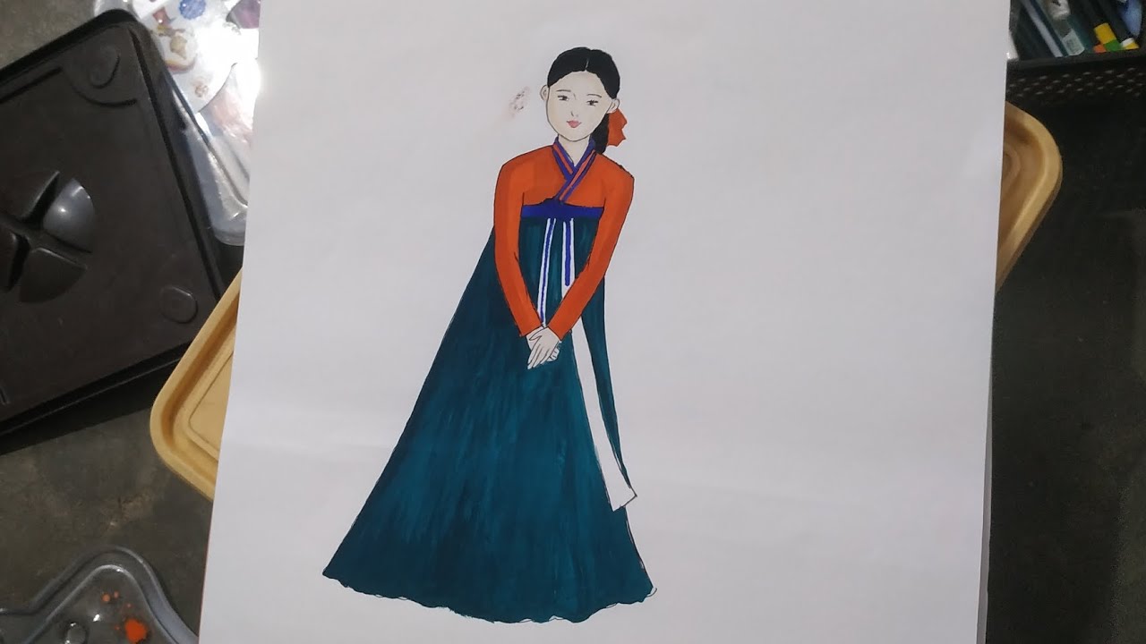 How to draw dae jang geum ll fashion illustration ll - YouTube
