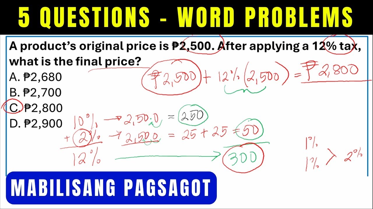 CSE Review - Word Problems | (Mabilisang Pagsagot) - YouTube