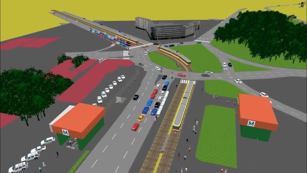 PTV Vissim: simulation of a complex multimodal intersection - YouTube