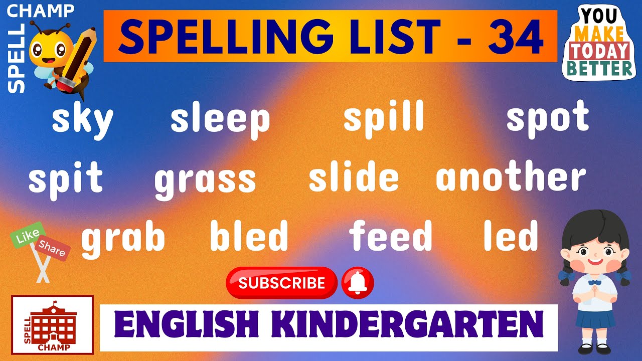 English Kindergarten Spelling List 34 #spellingwords #spellinglist # ...