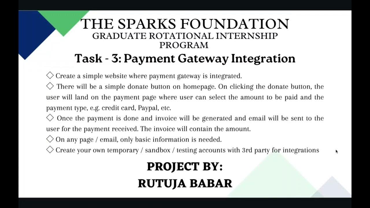 Payment Gateway Integration | The Sparks Foundation | GRIP | Web and Mobile Development ...