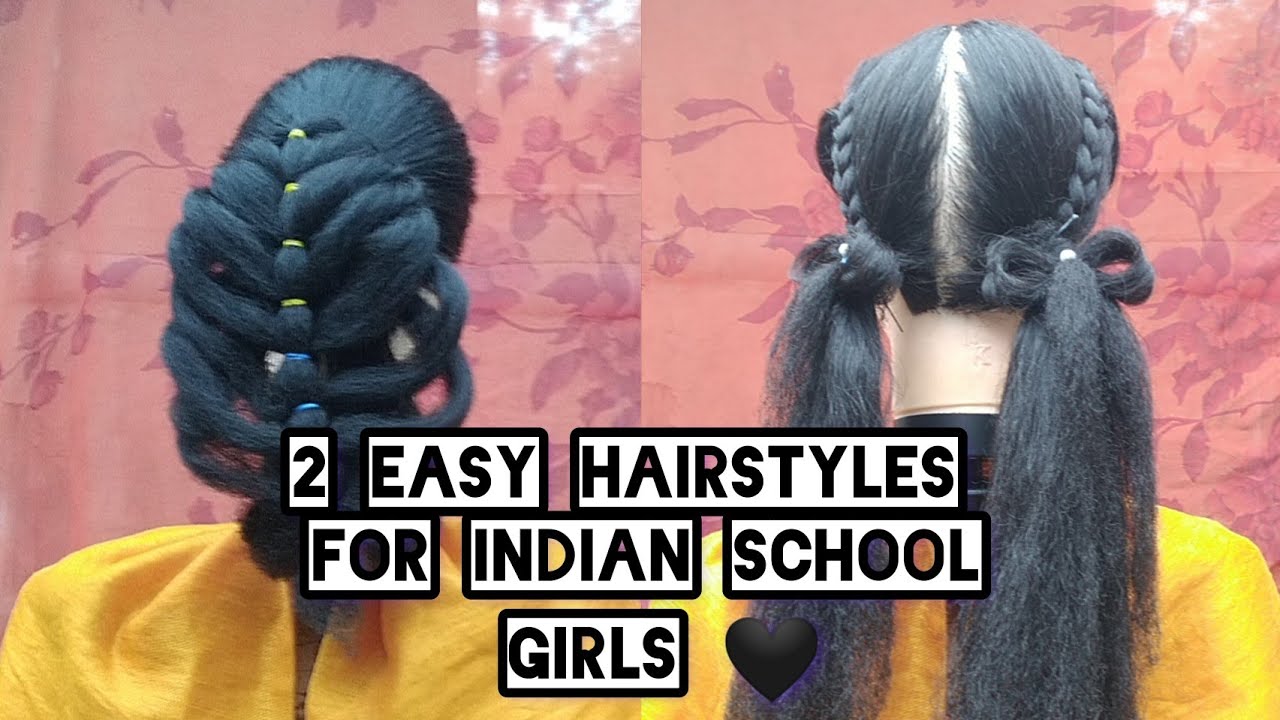 2 Easy Cute Hairstyles for Indian School Girls ~ Step by Step.... - YouTube