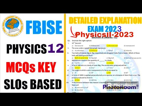 12th Physics Answer Key MCQs Answer Key Physics class 12 Paper 2023 Federal Board Class 12 mcqs ...