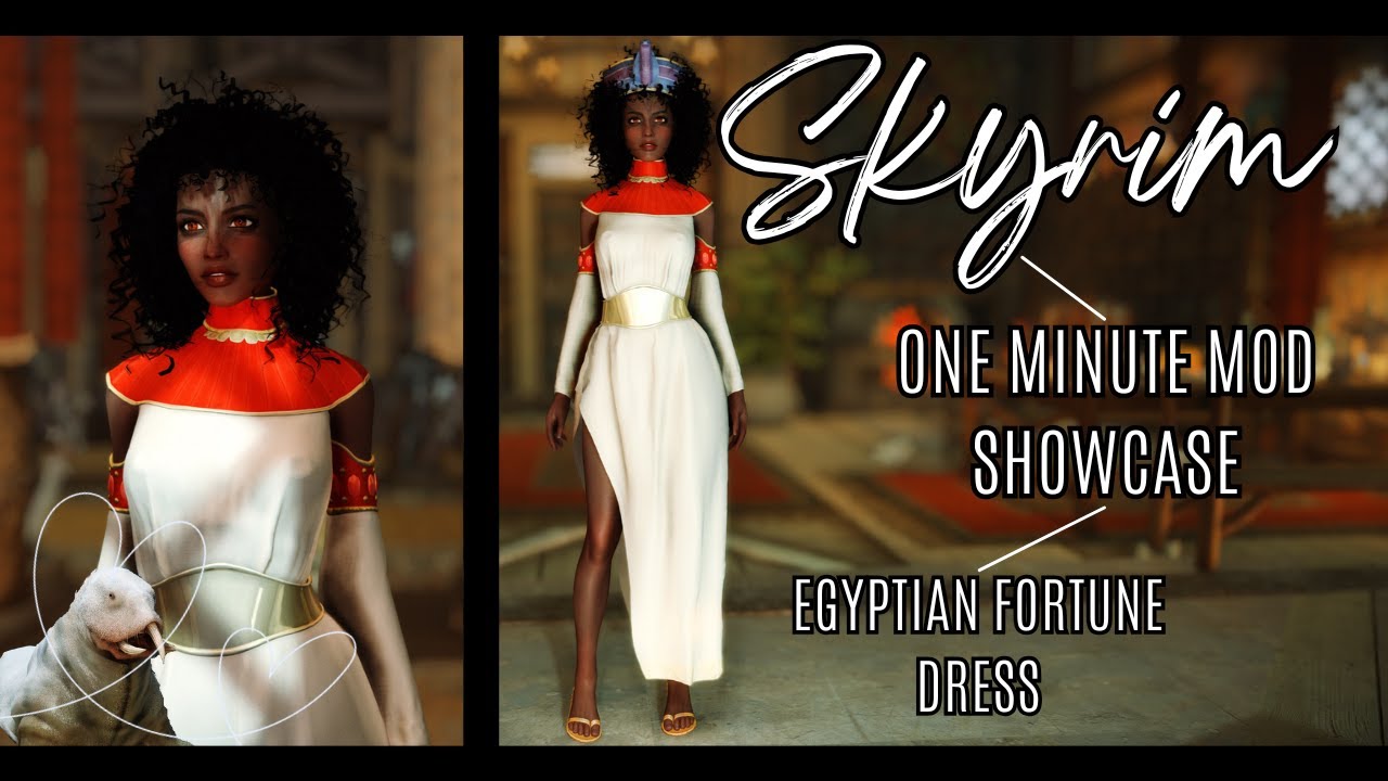 1 Minute mod showcase - Egyptian Fortune Dress for SkyrimSE - YouTube