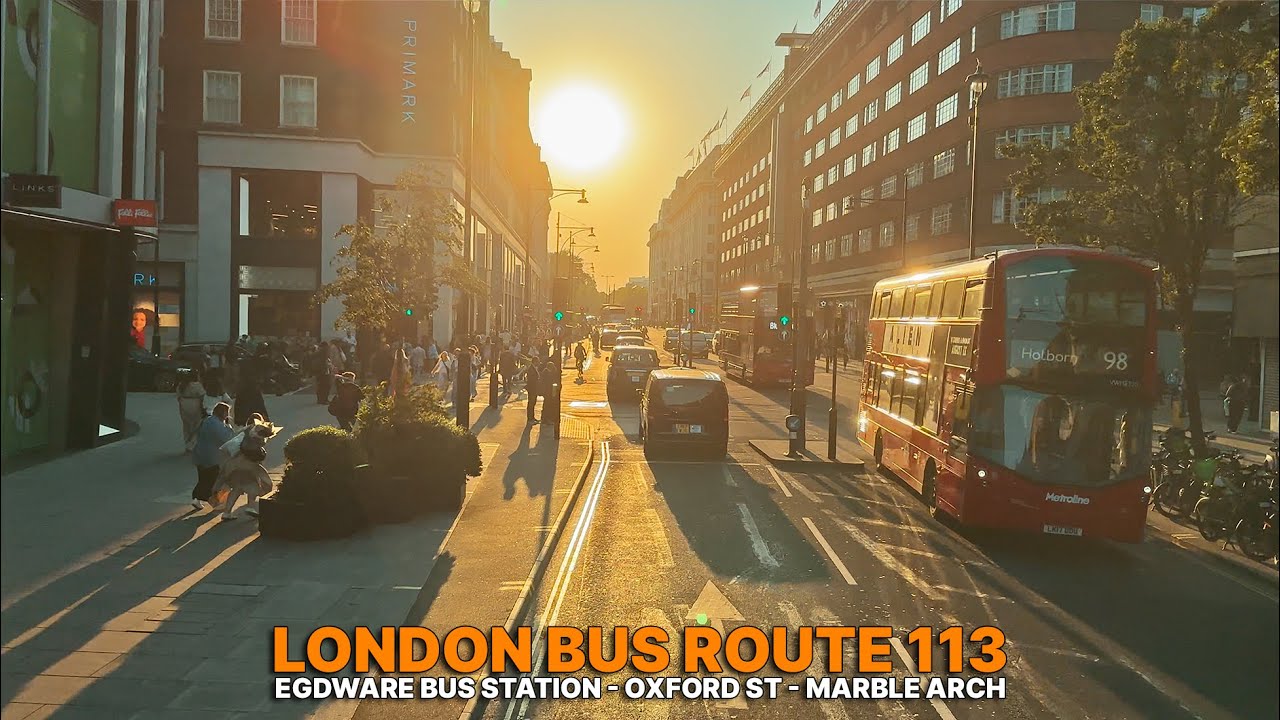 Busy London Streets aboard double-decker Bus Route 113 from Edgware Bus ...