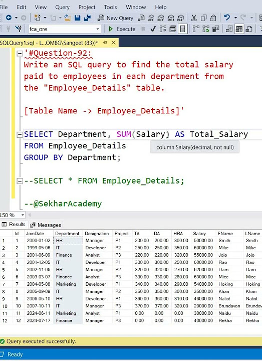 SUM Function In SQL || #sql #mysql #interview #interview #shorts #best #reels #query ...