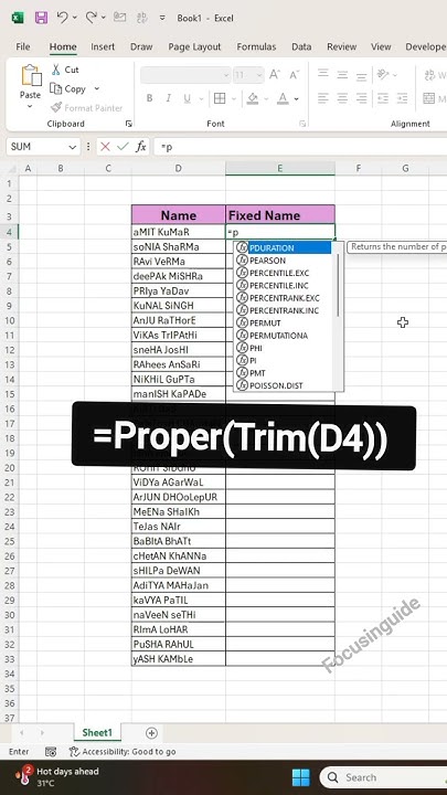 Convert Messy Names to Proper Case in Excel #focusinguide #shorts - YouTube