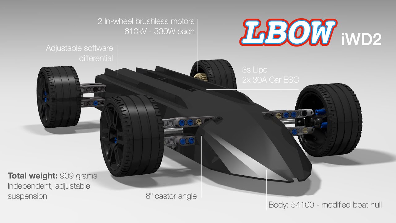 LEGO car with independent 2 wheel drive - the LBOW iWD2 - YouTube