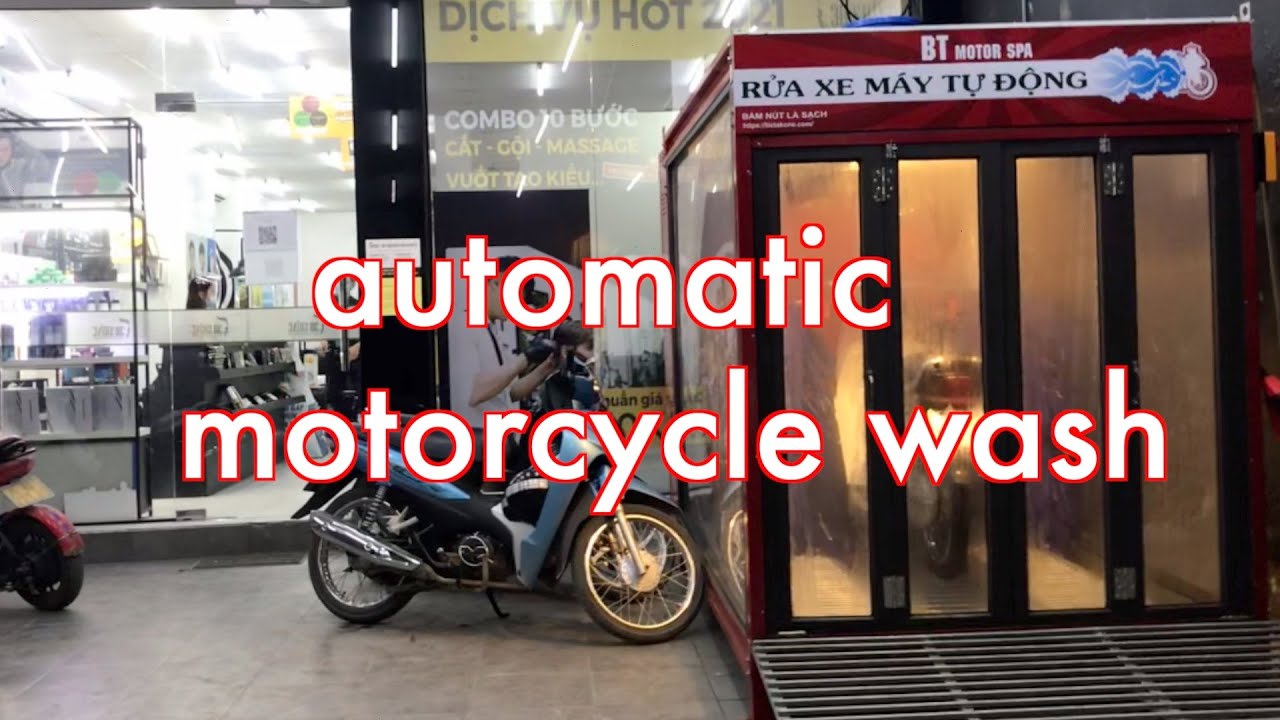 automatic motorcycle wash - YouTube