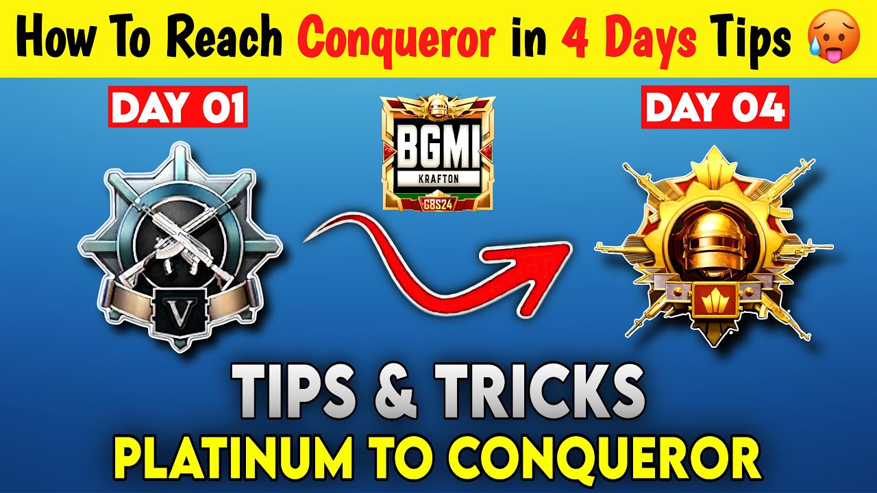 🔥How to Reach Conqueror in 4 Days😍| BGMI Conqueror rank push tips and ...
