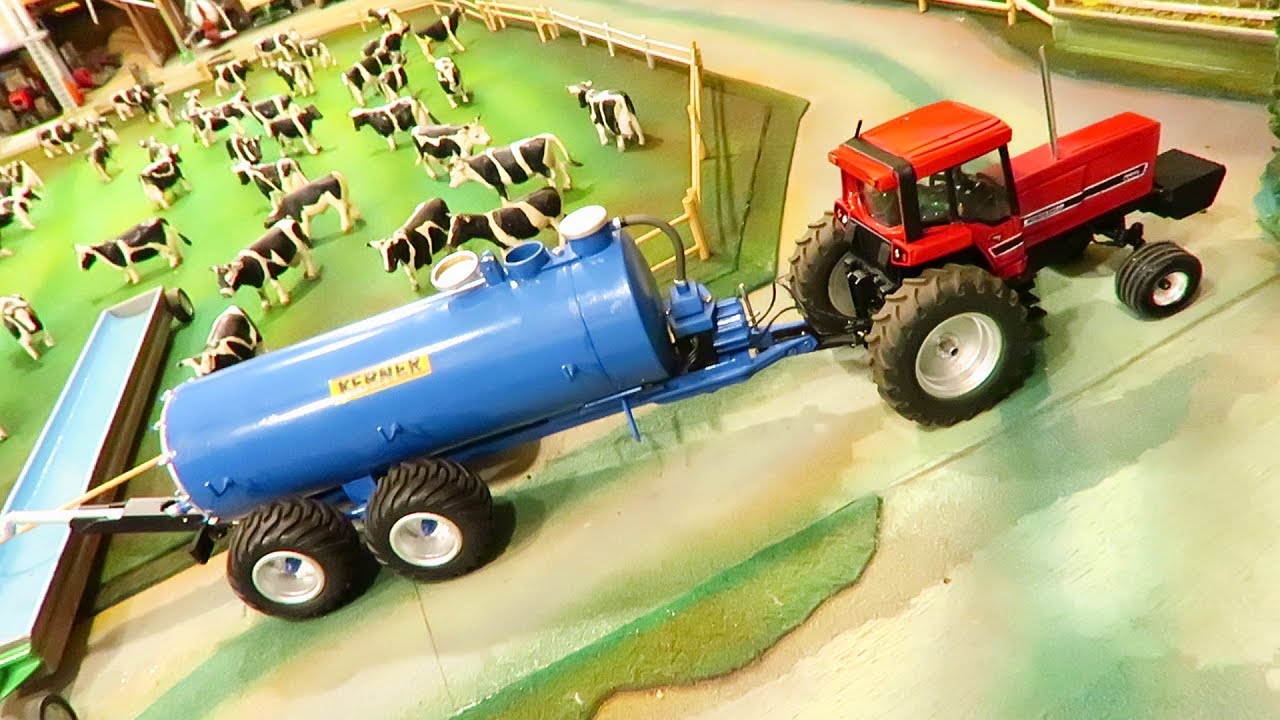 Model Farm Action with Cows, Rc Tractors and Agriculture Machinery ...