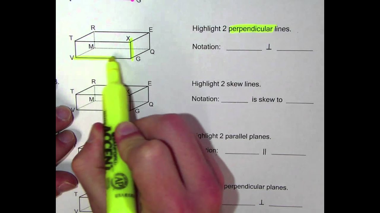 Geo 2.05 - Parallel, Perpendicular & Skew Lines - YouTube