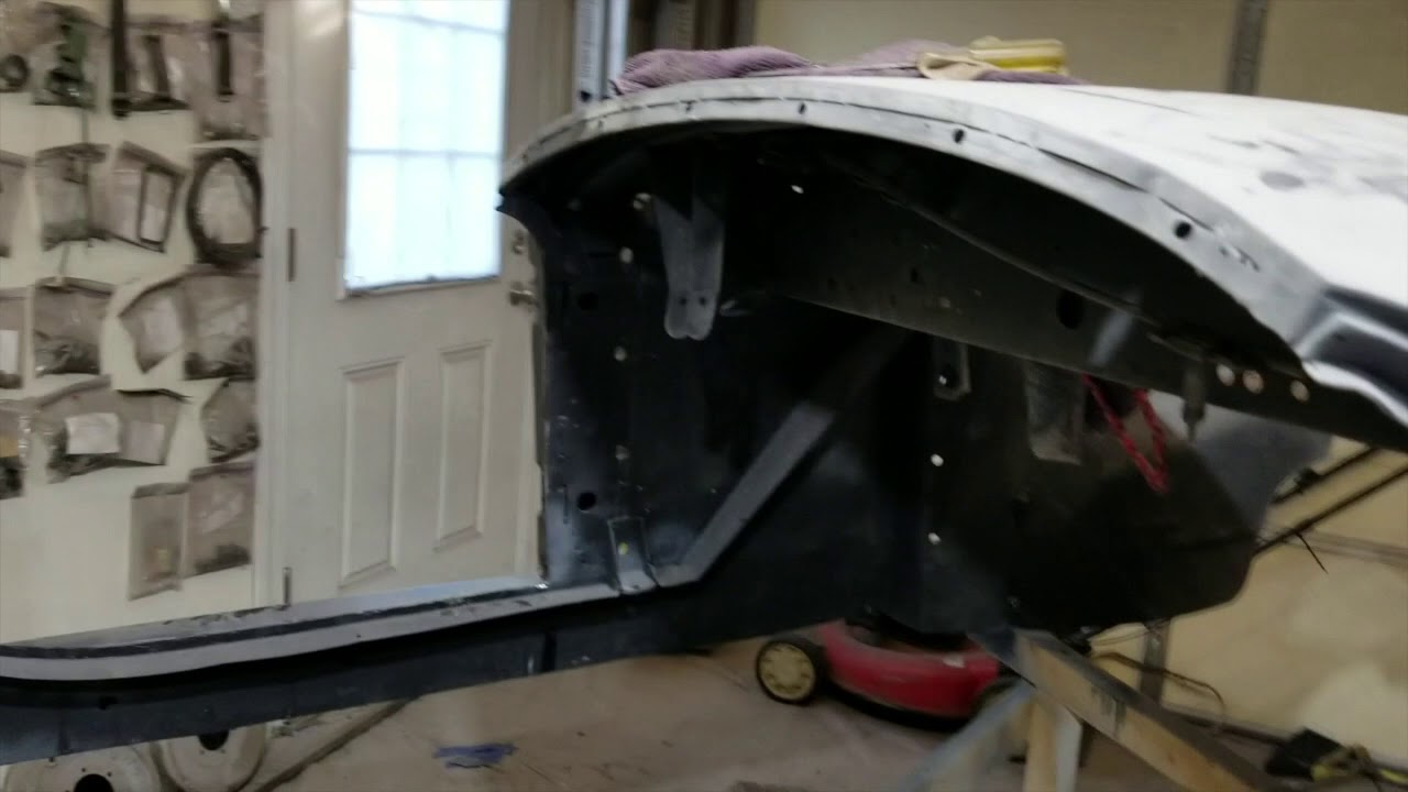 1958 MGA Restoration 13u Left Front Fender Primer Prepping - YouTube