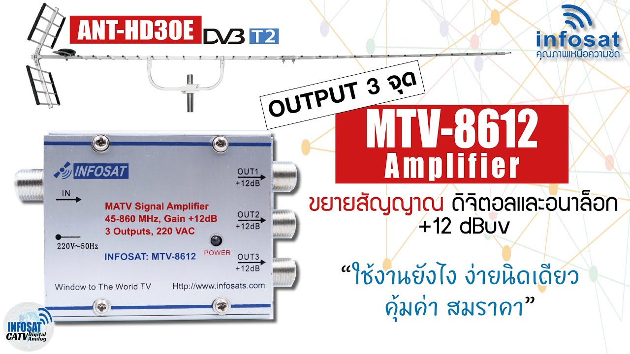 Smart INFO by INFOSAT EP28 MTV-8612 Amplifier +12dB ขยายสัญญาณดิจิตอล ...
